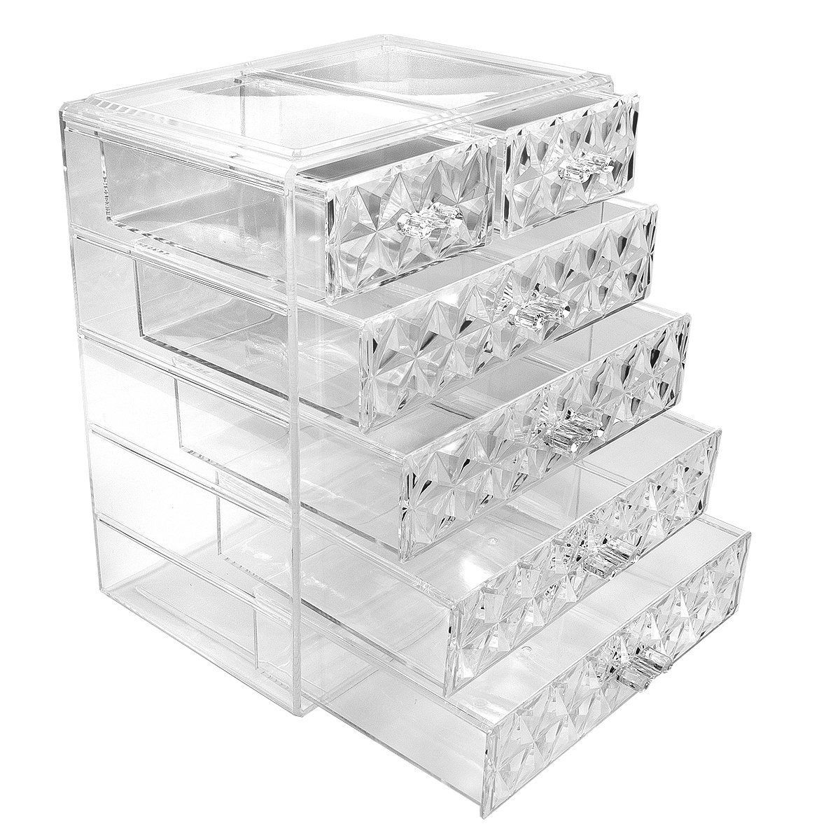 Medium Clear Diamond Makeup Organizer - (4 large / 2 small drawers ...