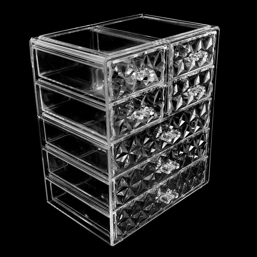Medium Clear Diamond Makeup Organizer - (3 large / 4 small drawers ...